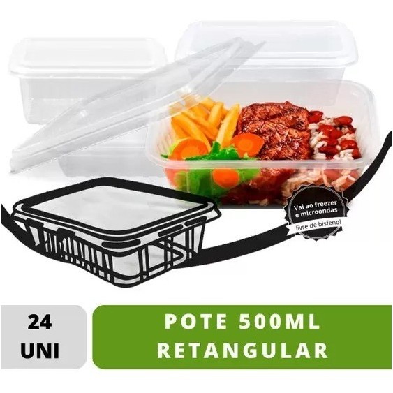 Kit 24un Pote Descartável 500ml Freezer Microondas Marmita | Shopee Brasil