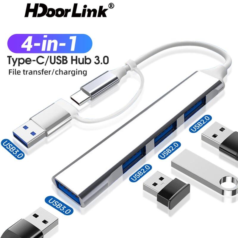 HdoorLink 4 Em 1 USB Hub Adaptador OTG USBC Tipo-C Spliter Docking ...
