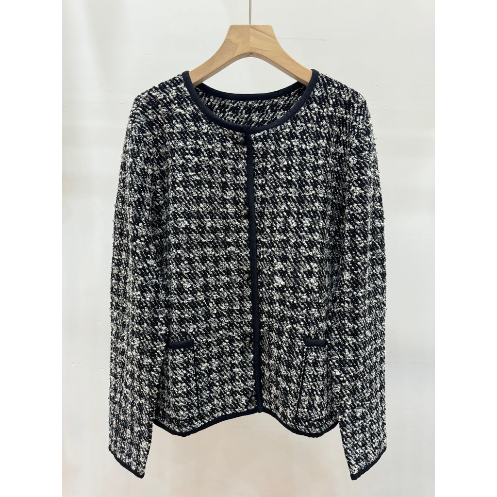 Jaqueta Curta de Malha Xadrez Dior Versão Alta 24 Moda Feminina Elegante NRUN | Shopee Brasil