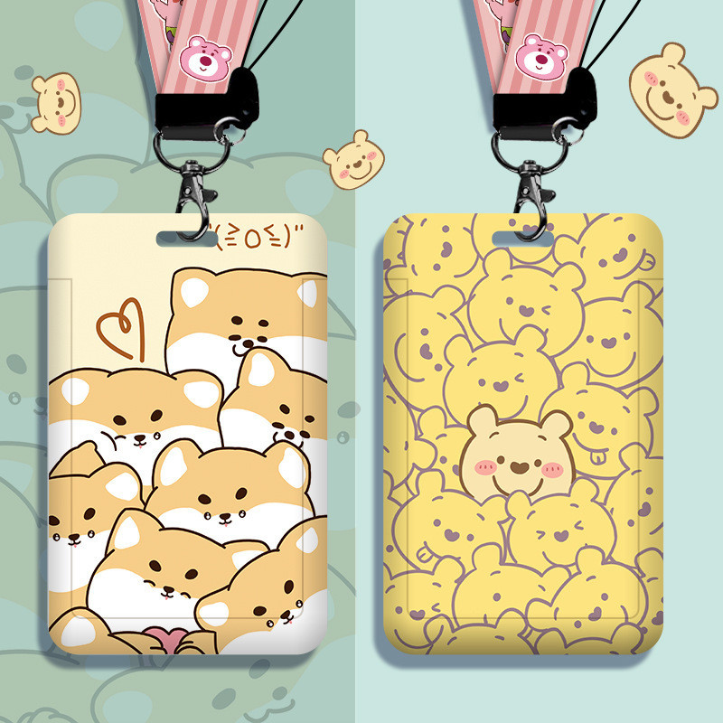 Nome Long Lanyard Tag Tag Shiba Inu Pooh Porta-cartões de estudante ...