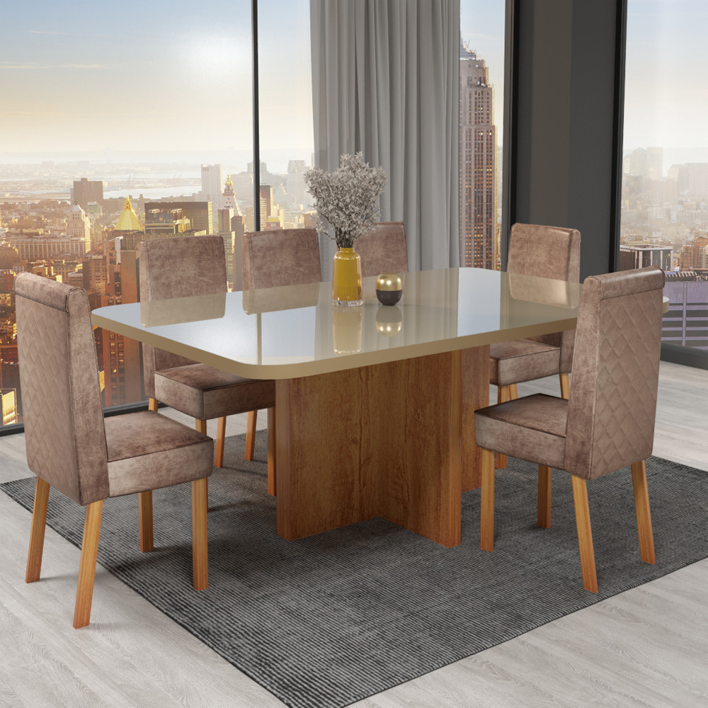 Mesa de Jantar Parma Premium 6 Cadeiras Bom Pastor | Shopee Brasil