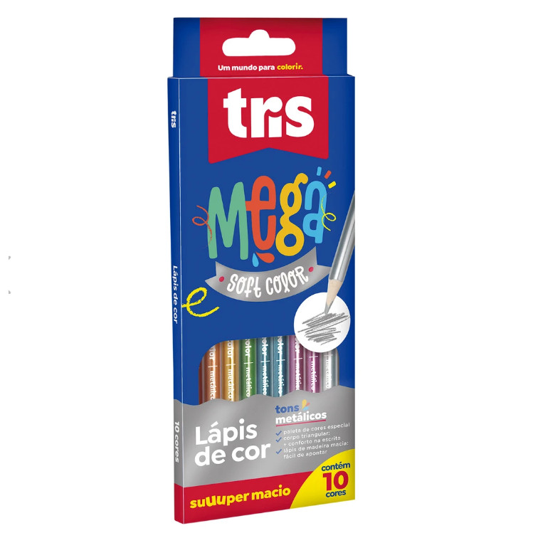 Lápis De Cor Mega Soft Color - Tons Metálicos - 10 Cores - Tris ...