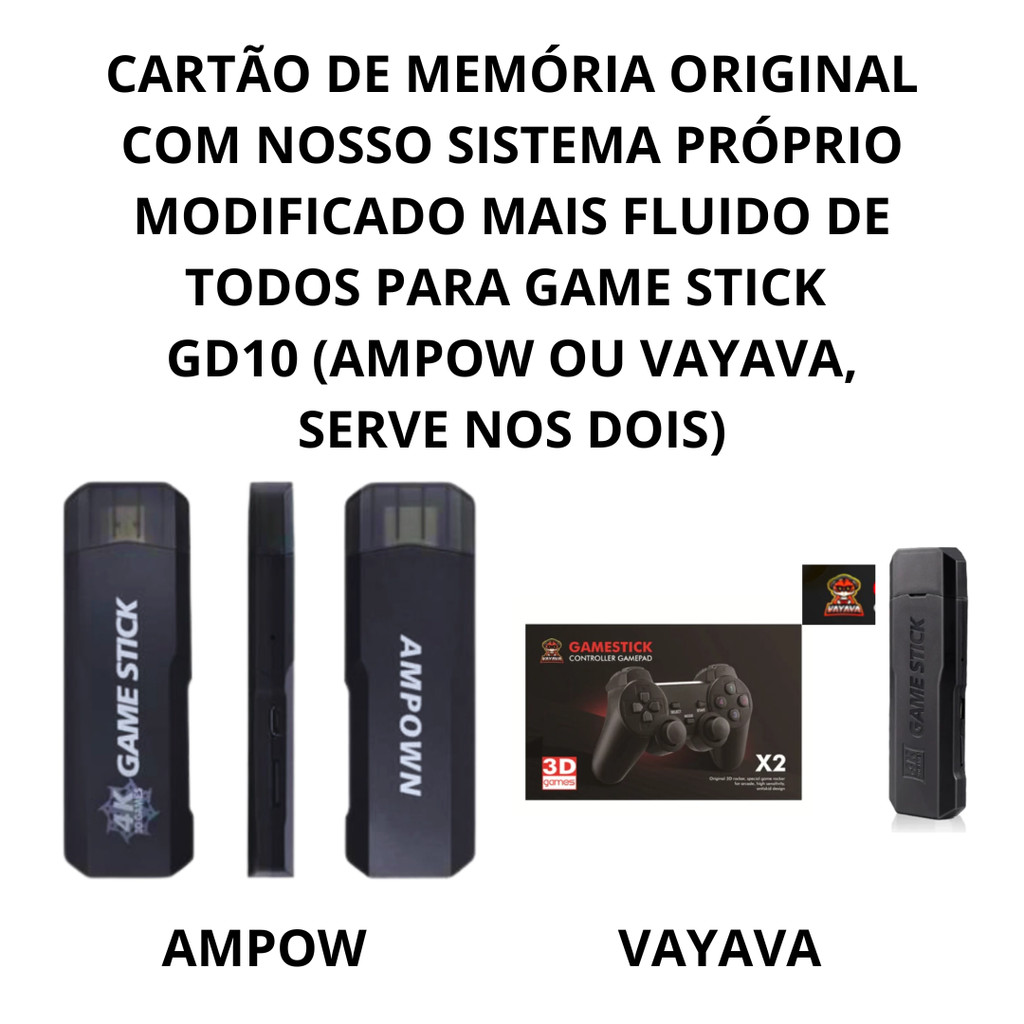 Cartão de Memoria com Imagem Sistema Game Stick GD10 64gb (ampow ou ...
