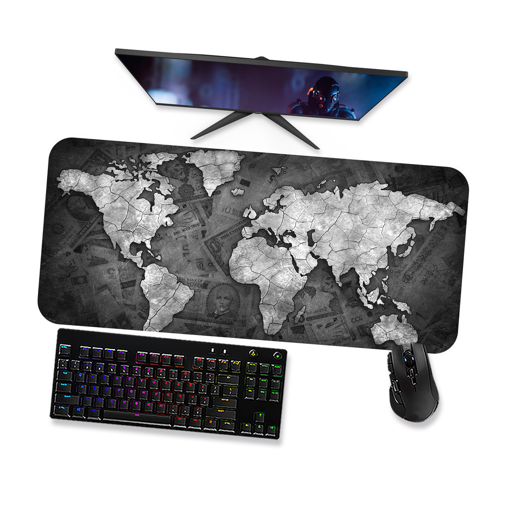 Mouse Pad Gamer - Mapa mundi Dinheiro Black 1 - Mousepad Grande 90x40 ...