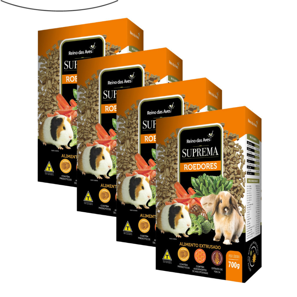 Ração Porquinho Da Índia Suprema 700g Kit 4un - Reino Das Aves | Shopee ...