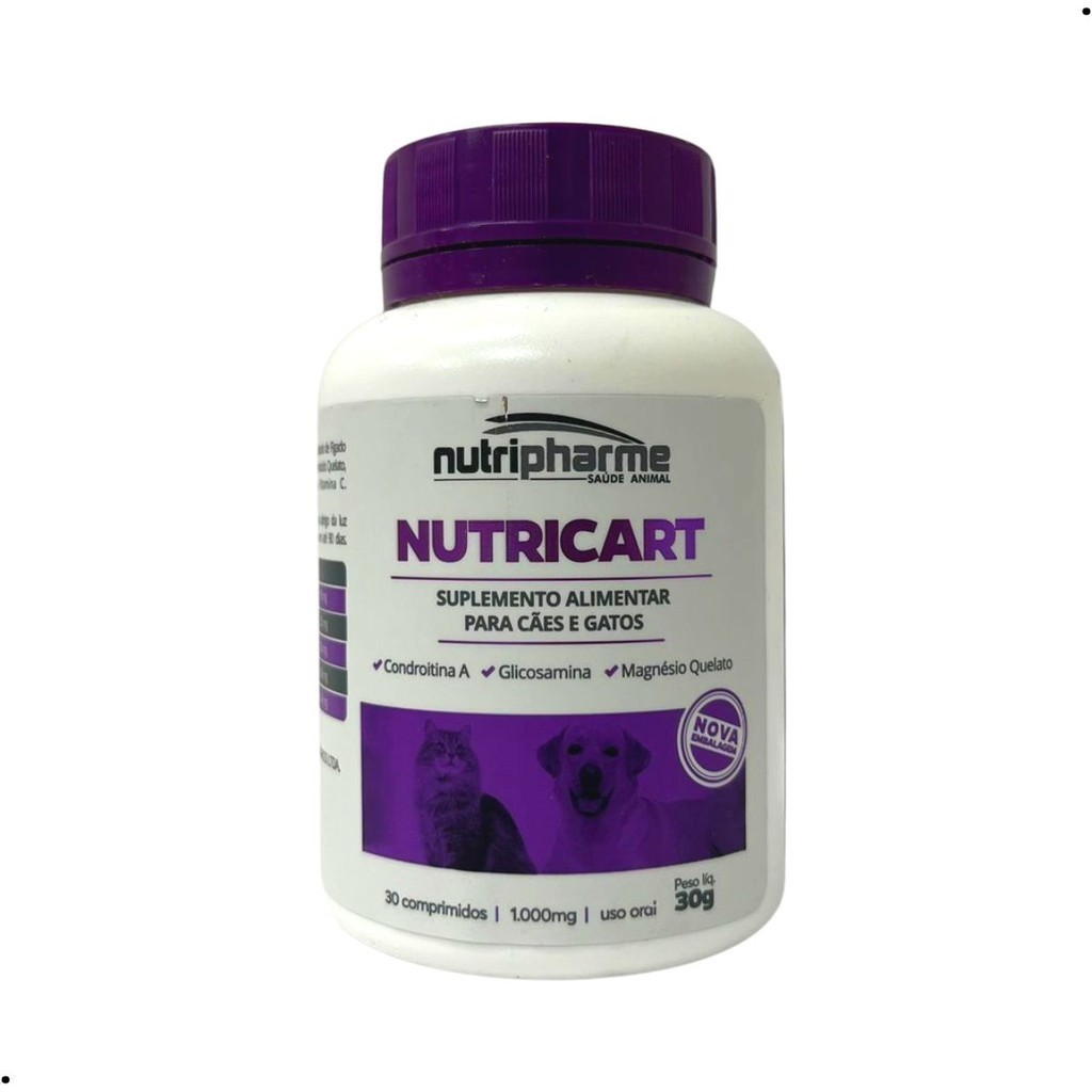 Nutricart 1000 Suplemento Cães e Gatos c/ 30 Comprimidos | Shopee Brasil