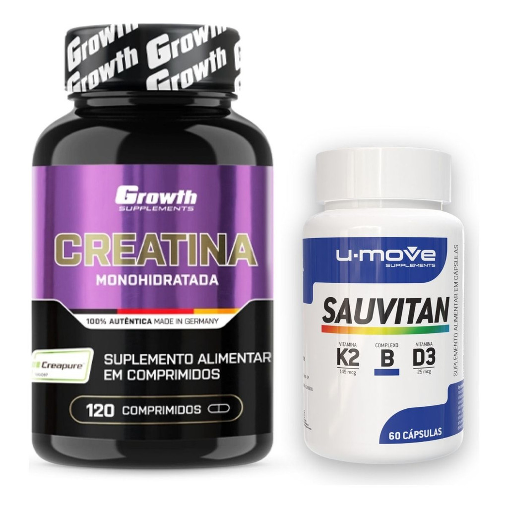 Creatina 120 Cápsulas Creapure Growth + Multivitamínico Sauvitan 60 ...