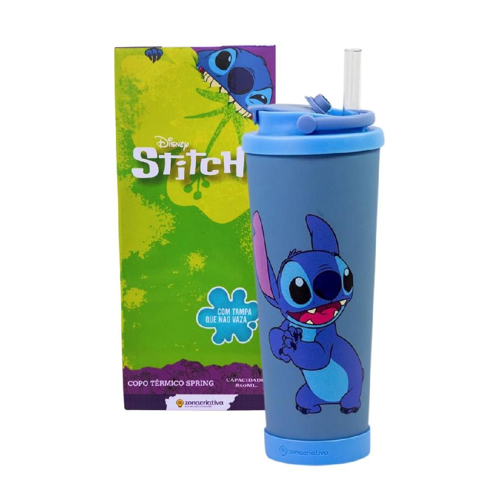 Copo Térmico Spring 850ml Stitch Zona Criativa – Com Canudo, Tampa ...