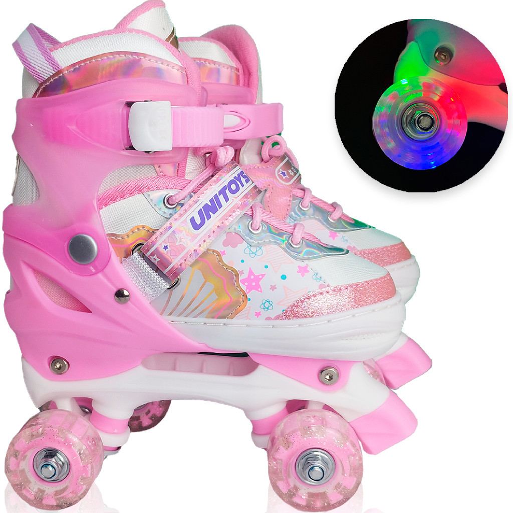 Patins infantil feminino 4 rodas com led Unitoys Sereia | Shopee Brasil