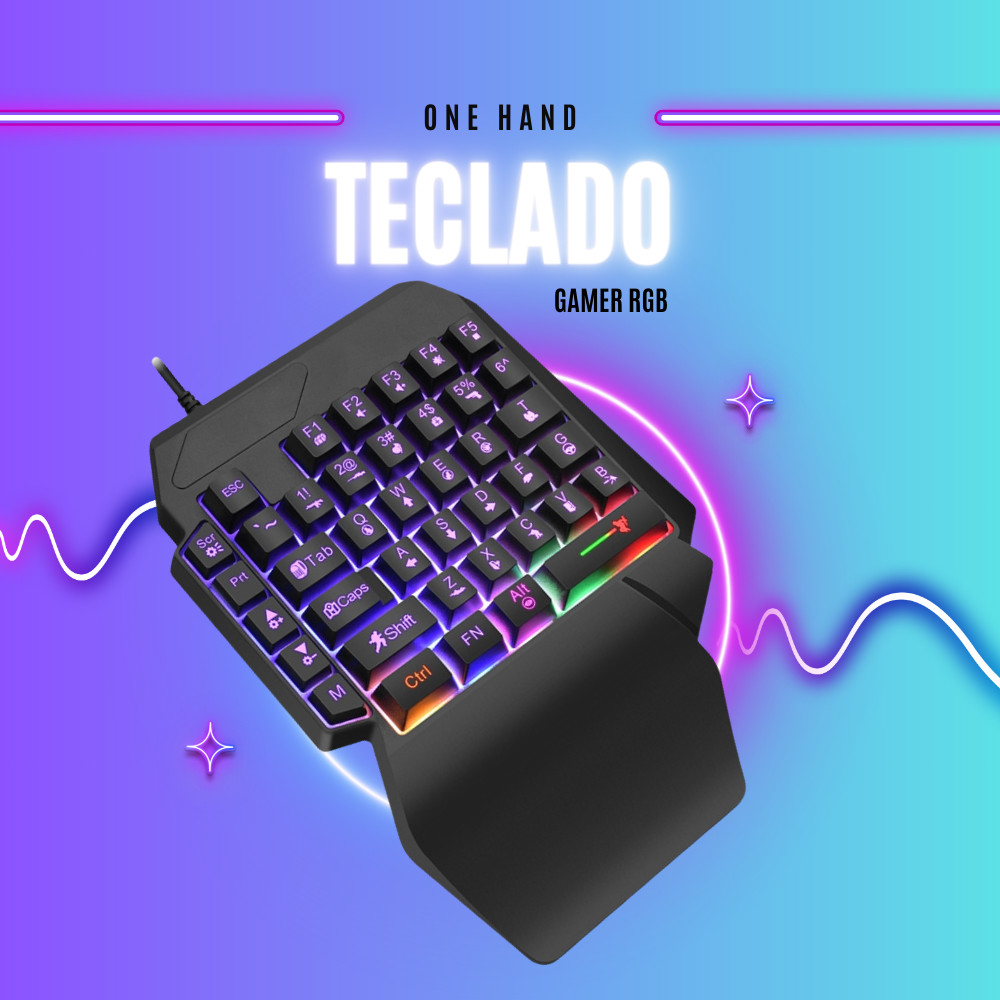 Mini Teclado Gamer Single Hand Profissional Uma Mão RGB - Faz a Boa!
