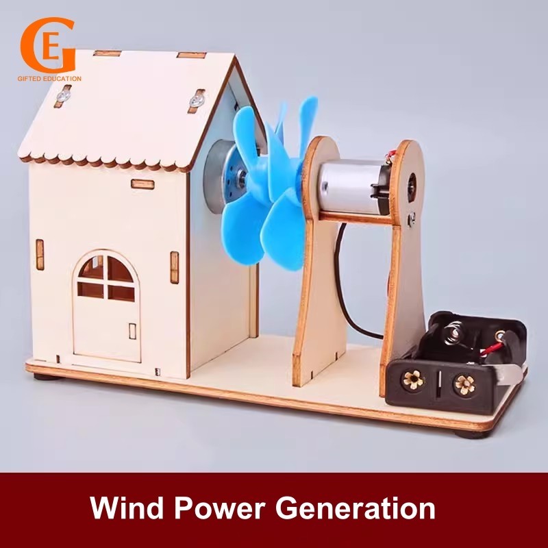 Donativo De Educação DIY Wind Power Generation Fan House Wooden ...