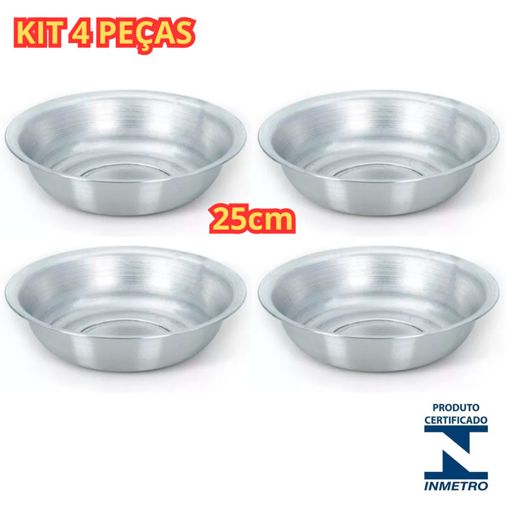 KIT - 4 Bacias em Aluminio Tigela Multiuso Cuba Nº 25 | Shopee Brasil