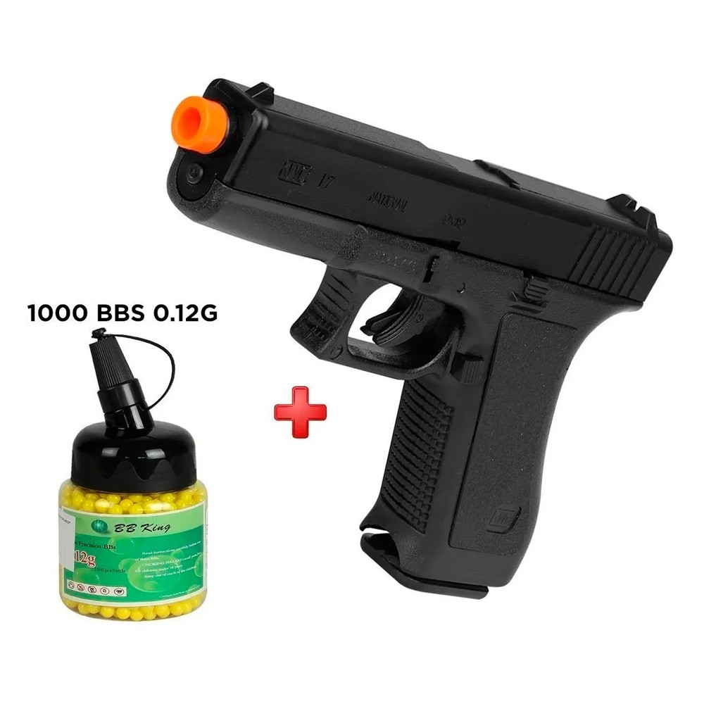 Pistola Airsoft Spring KWC Glock G7 + BBs Airsoft Munição Plástica BB ...