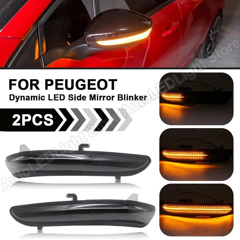 LED Dinâmico Espelho Lateral Pisca Luz Para Peugeot 208 2008 Lâmpada De ...