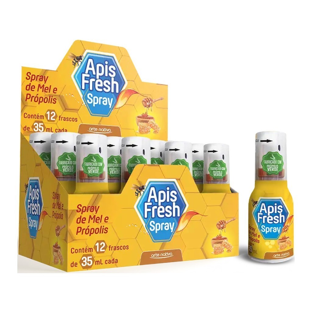 Kit 12 Spray Mel E Própolis 35ml Apis Fresh - Arte Nativa | Shopee Brasil