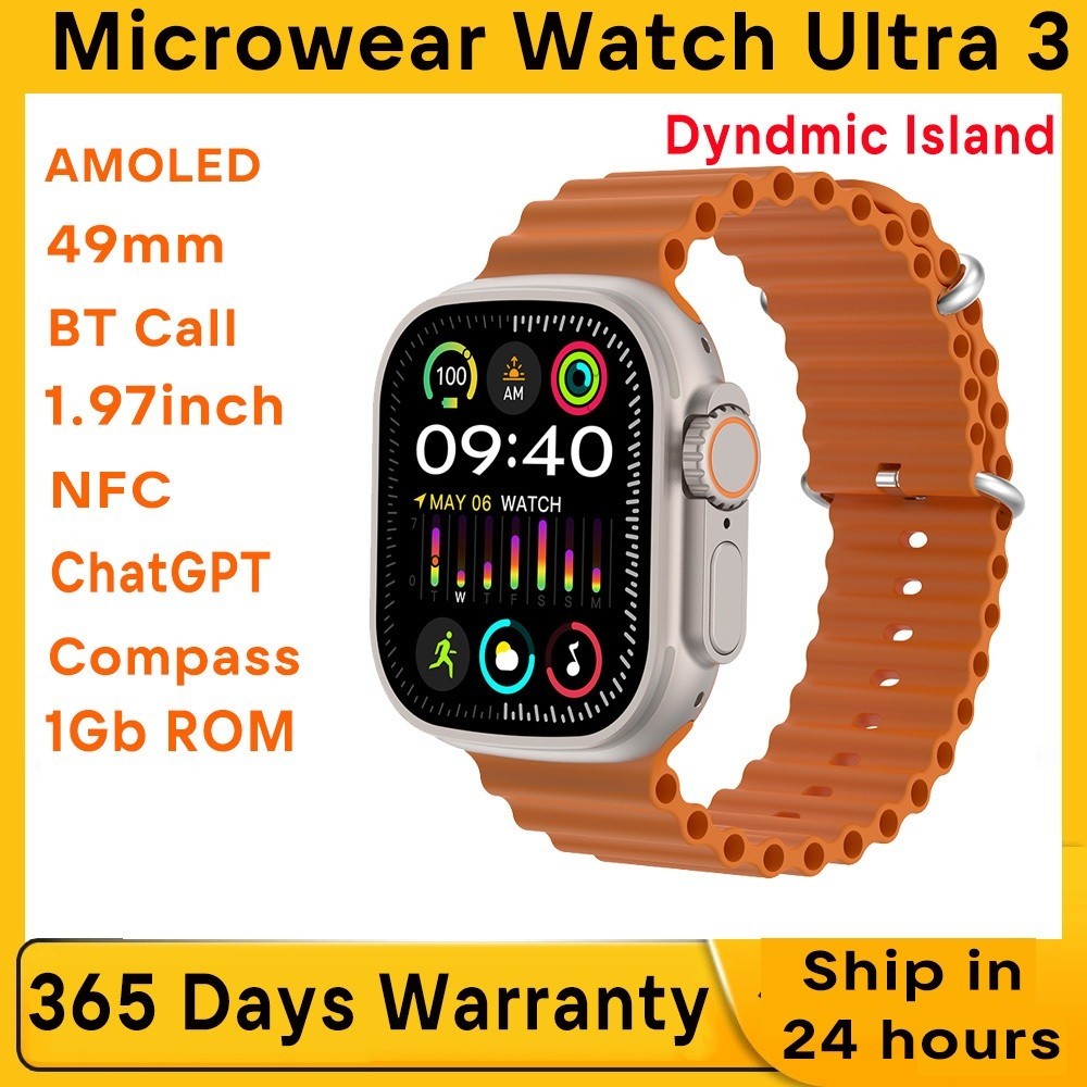 Microwear Watch Ultra 3 Relógio Inteligente Movido Ilha Díndmica 49mm ...
