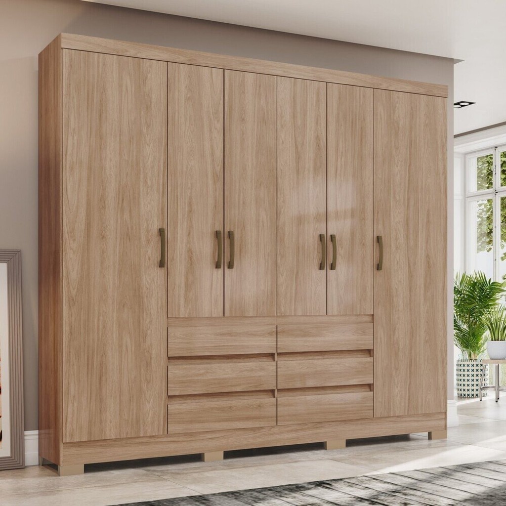 Guarda Roupa Casal 6 Portas 6 Gavetas B355 Briz | Shopee Brasil