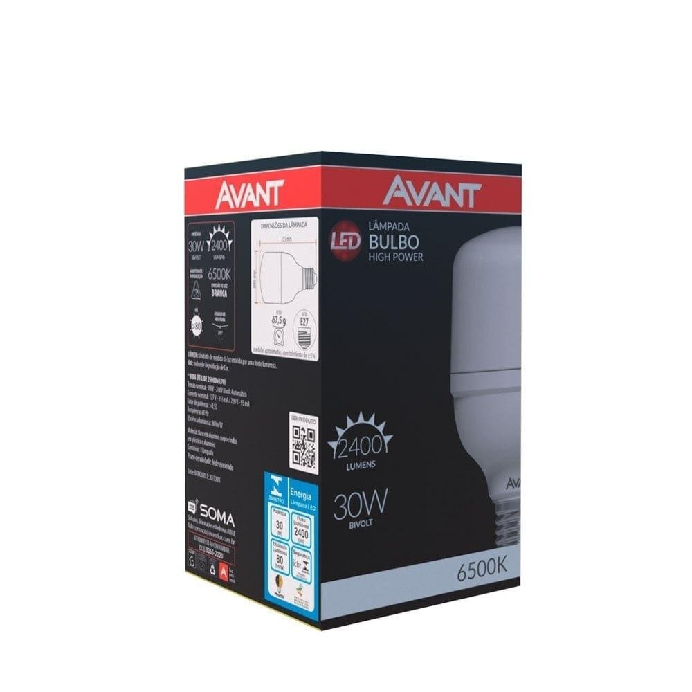 Lâmpada LED Avant 30W E27 6,5K Branca 25000H 2400 Lumens Bivolt ...