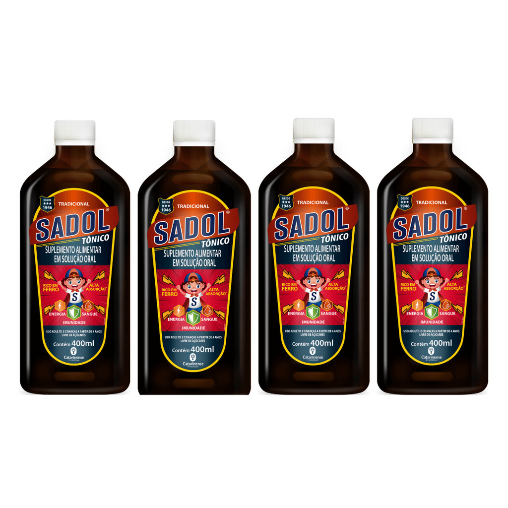 Kit Com 4 Sadol Tônico Tradicional 400ml – Catarinense | Shopee Brasil