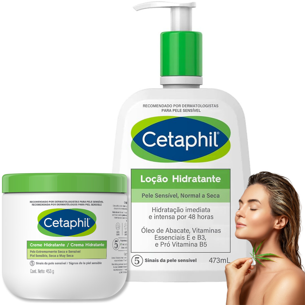 Kit Creme Loção Hidratante Cetaphil Corpo Rosto Pele Sensivel Seca ...