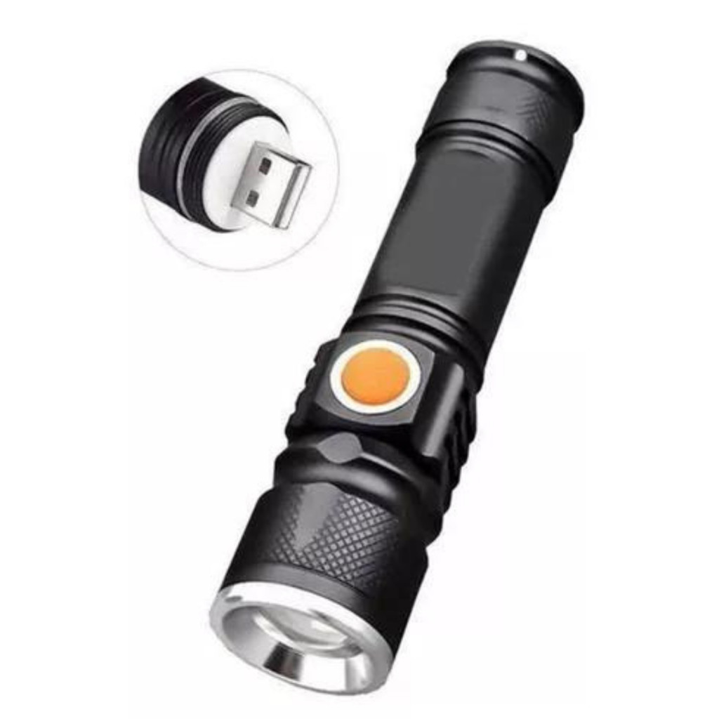 Lanterna Profissional Tática Led T6 Recarregável Usb Cor Da Lanterna Preto Cor Da Luz Branco ...