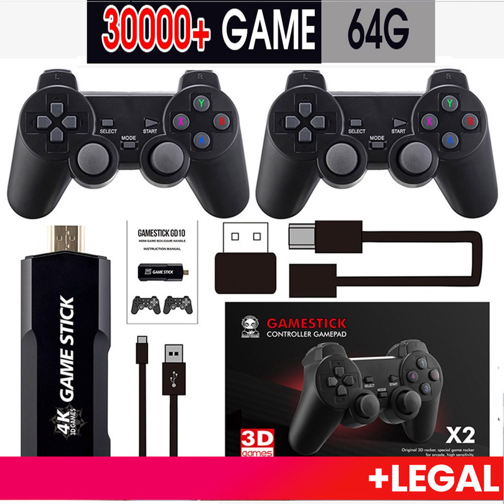 Video Game Stick 2 - Console 4k GD10 64GB 37000 MIL Jogos + 2 Controles ...
