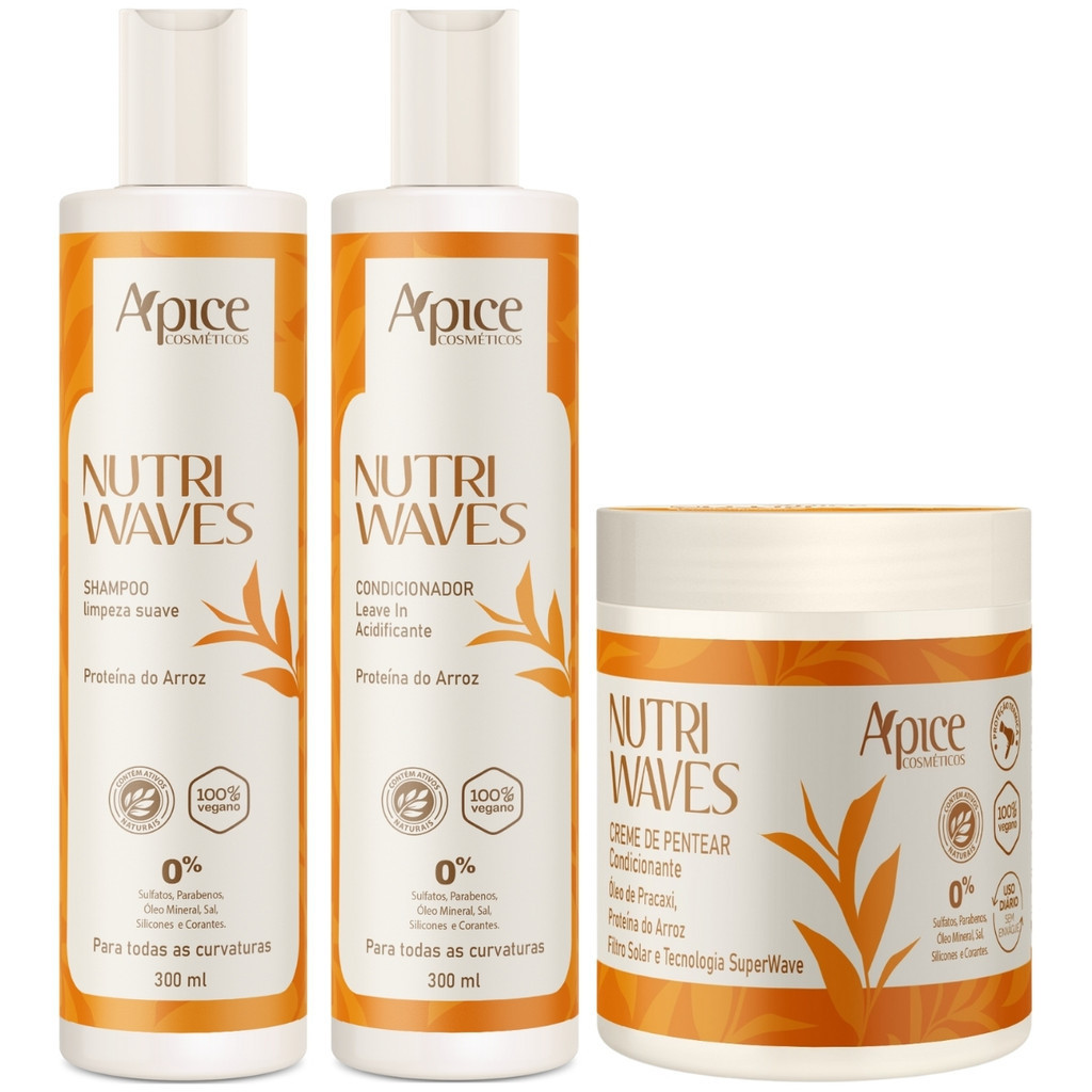 Kit Apse Apice Nutri Waves Shampoo Condicionador E Creme De Pentear ...