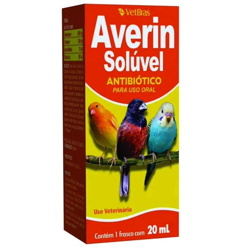Averin Solúvel 20ml Antibiótico de Uso Oral para Aves - VetBras | Shopee Brasil