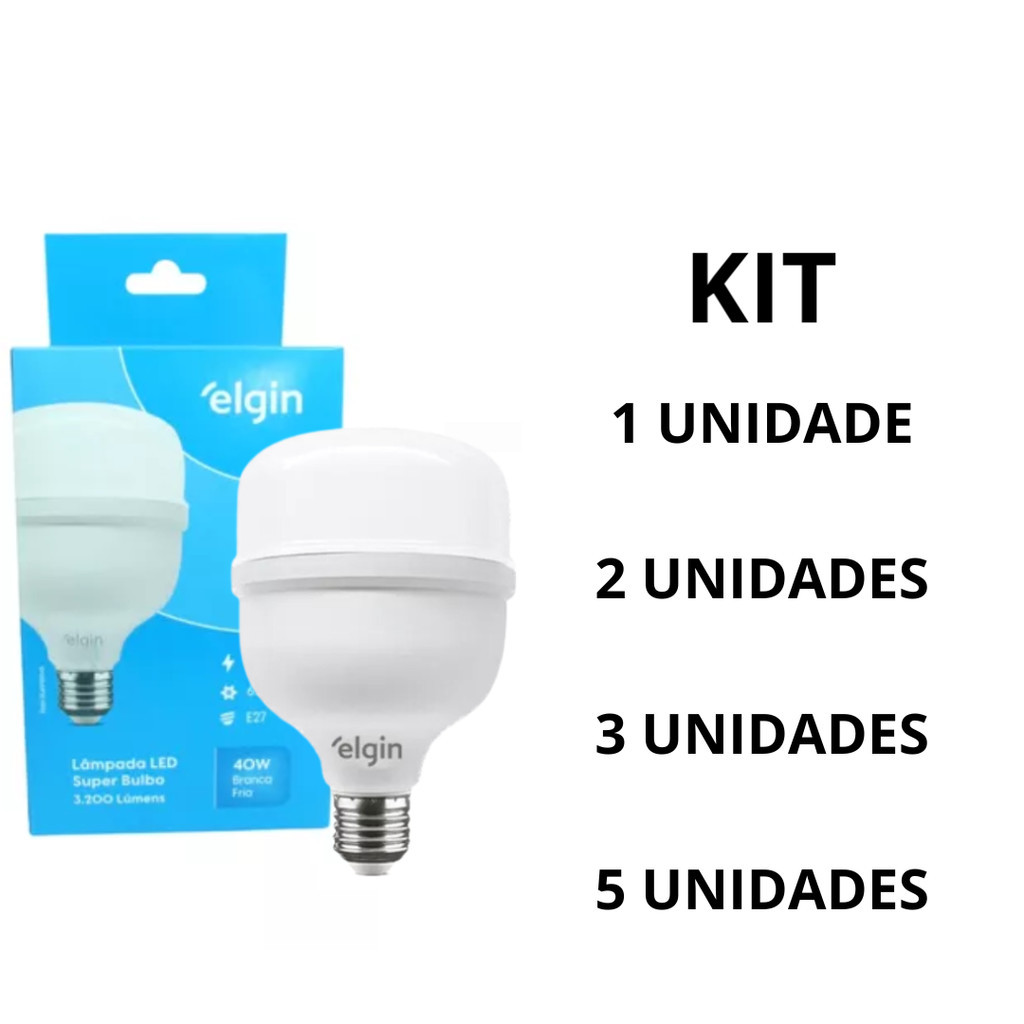Kit Lâmpada LED Bulbo 40w BRANCA 6500k Bivolt E-27 - ELGIN | Shopee Brasil