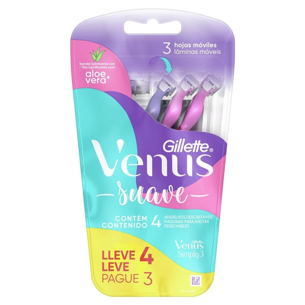 Aparelho de Depilar Gillette Venus Suave 4 Unidades | Shopee Brasil