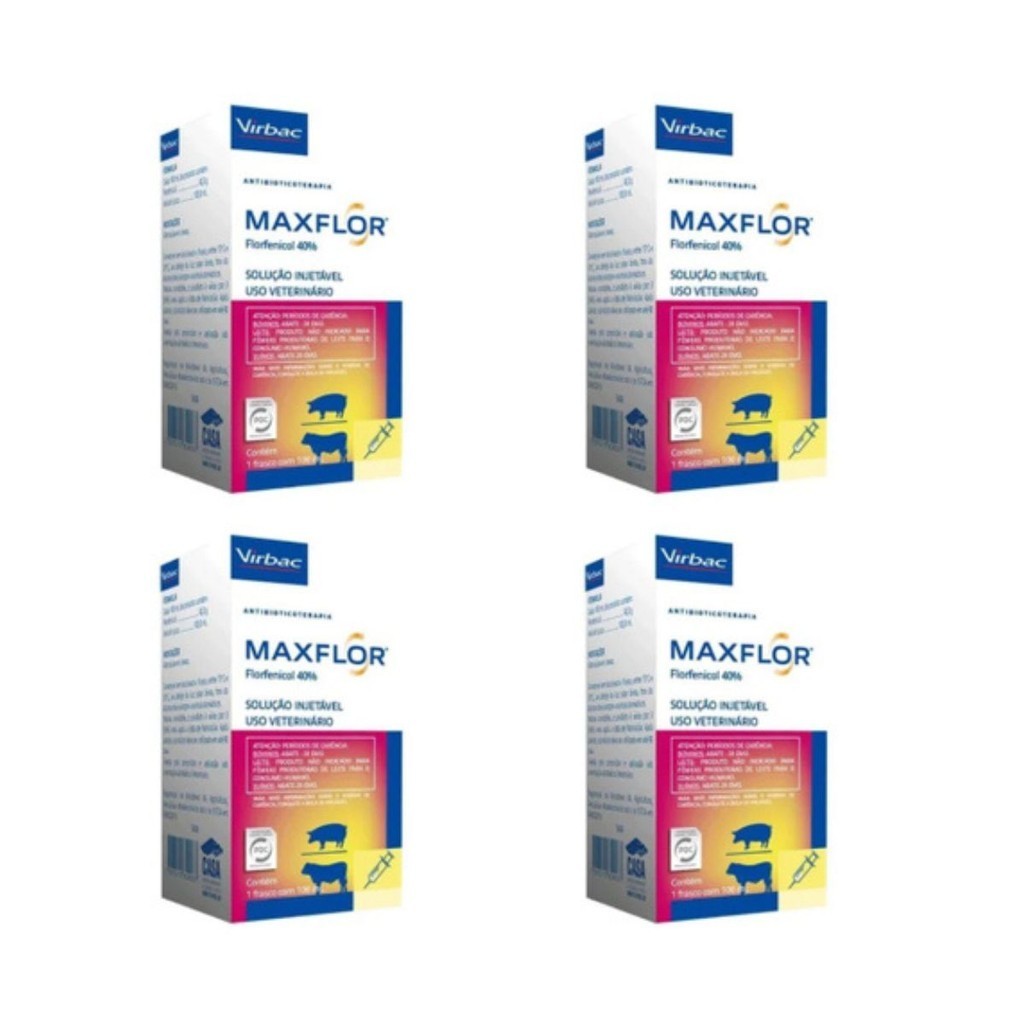 Kit 4 Maxflor LA Florfenicol 40% Antibioticoterapia 100 Ml | Shopee Brasil