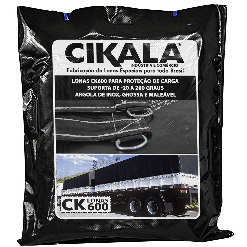 Lona CK600 Preta 10x5 Metros em PVC Com 1/2 Argola em Aço Para Caminhão ...