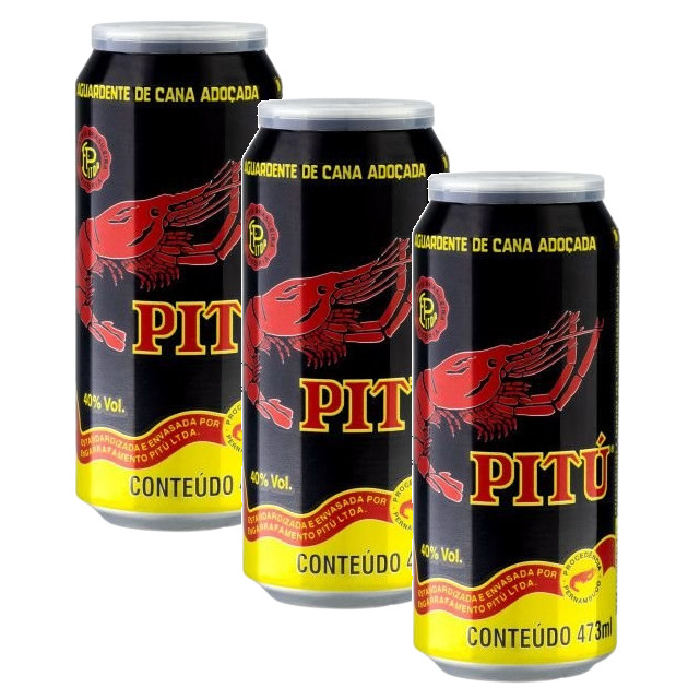 KIT 3 AGUARDENTE DE CANA ADOÇADA PITÚ LATA 473ML | Shopee Brasil