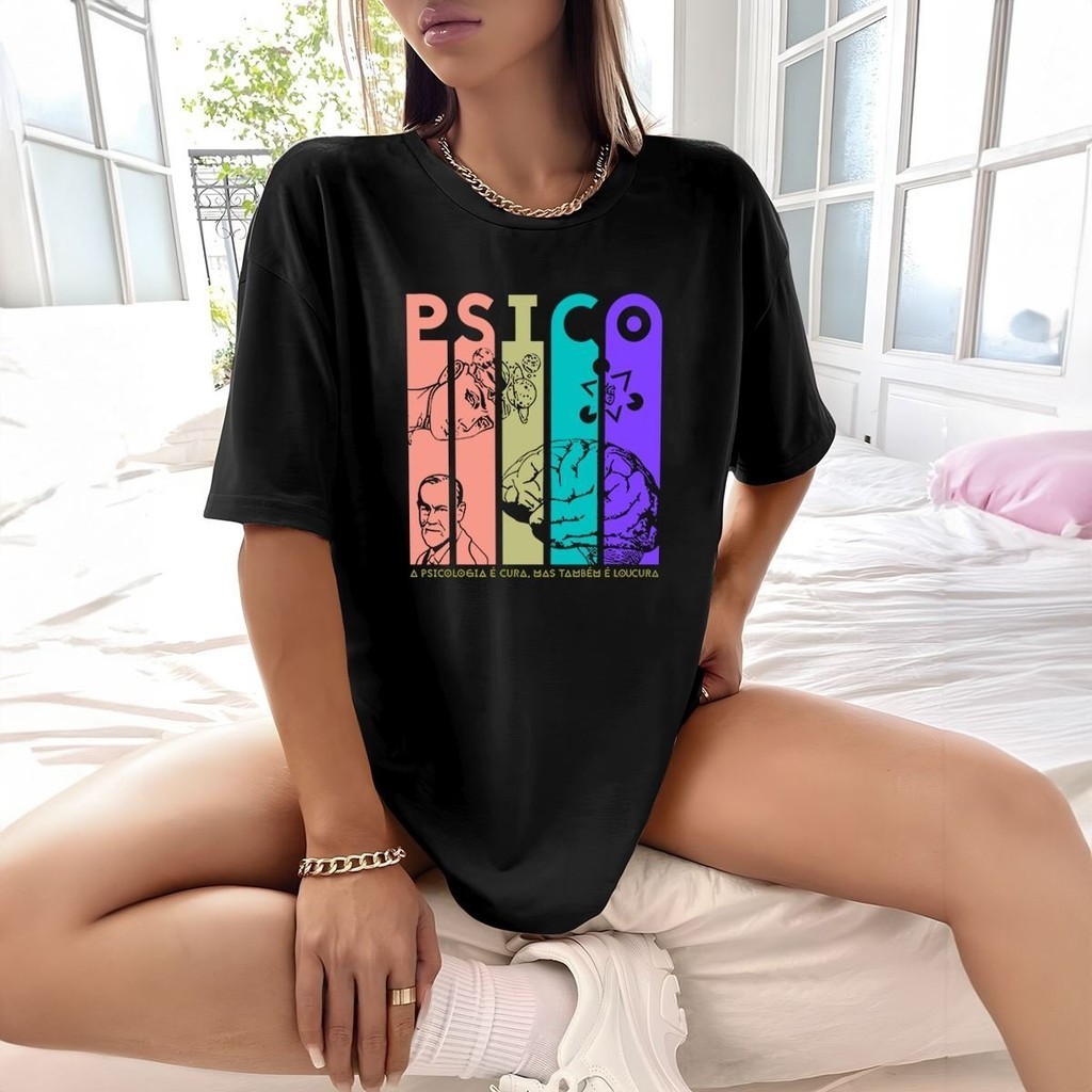 Camiseta Feminina Estampada A Psicologia é a Cura 100% Algodão | Shopee Brasil