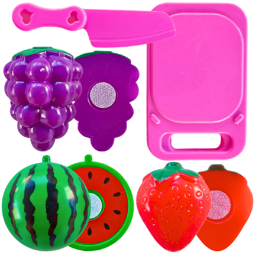 Kit Fruta Frutinhas C/ Tabua e Faca Comidinhas Educativos 5pcs | Shopee ...