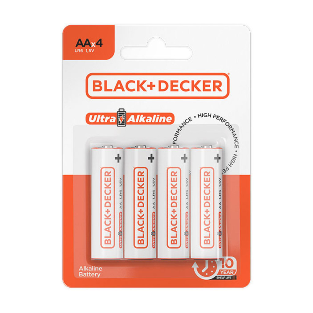 Pilha AA LR6 Black+decker Alcalina Kit 4 Unidades | Shopee Brasil