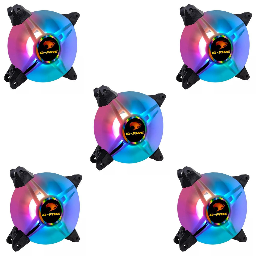 Kit 5 Fan Cooler Gamer Led Rgb 120x120mm | Shopee Brasil