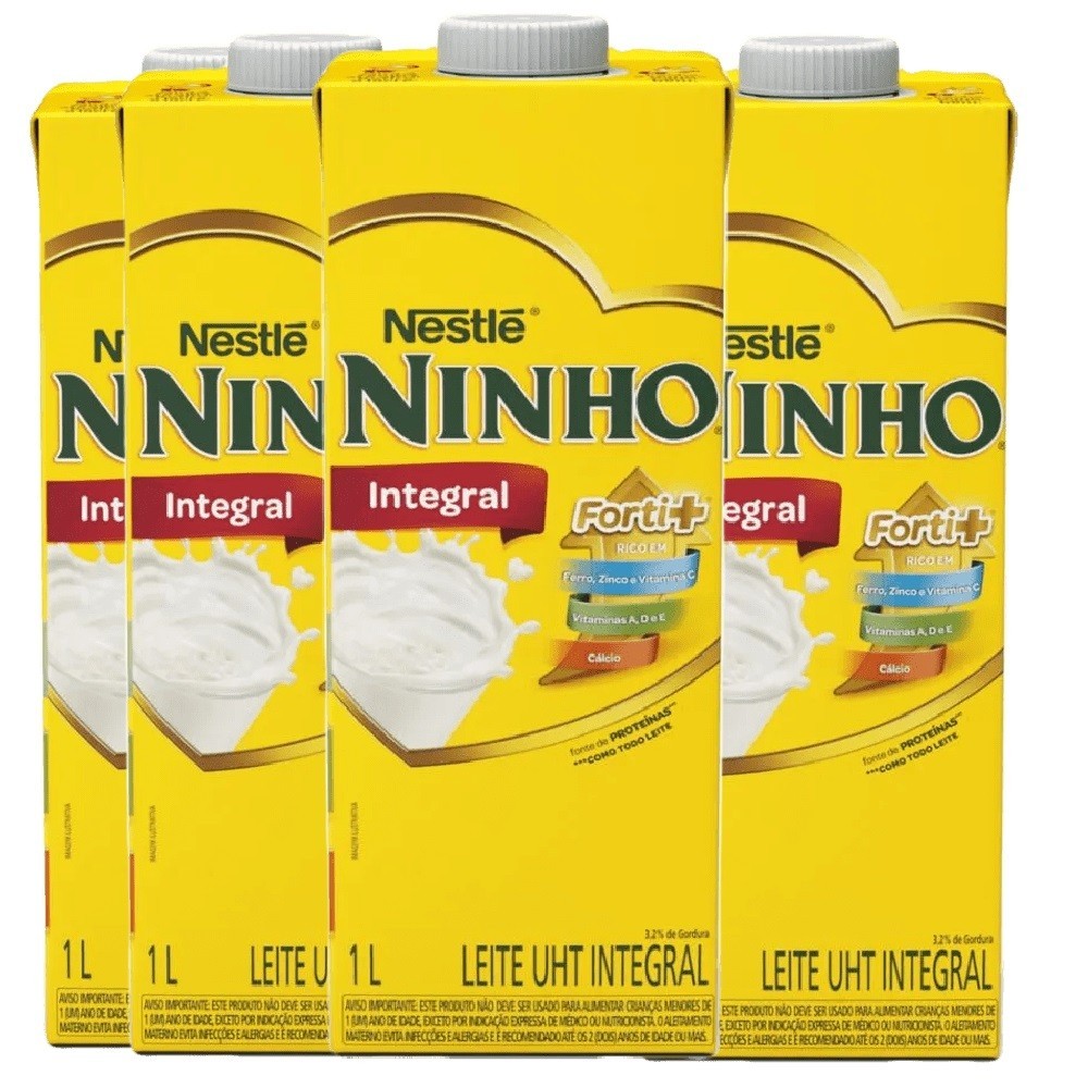 Pack Com 4x Leite UHT Integral Ninho Forti+ 1L | Shopee Brasil