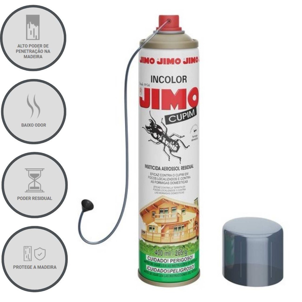 Mata Cupim Jimo Inseticida Aerosol Spray Incolor 400ML Com Agulha ...