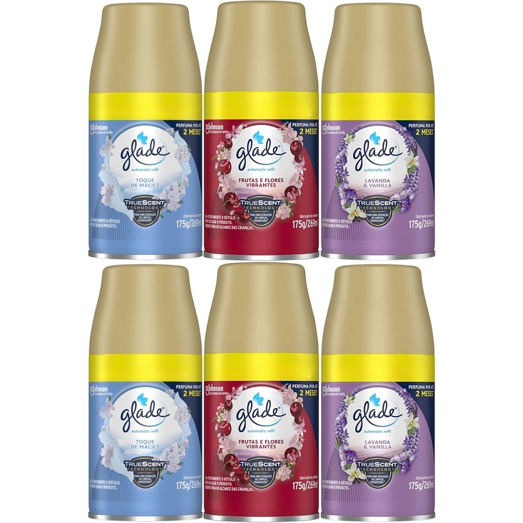 Kit 6 Glade Refil Automatic 269ml (Lavanda/ Frutas/ Maciez) | Shopee Brasil