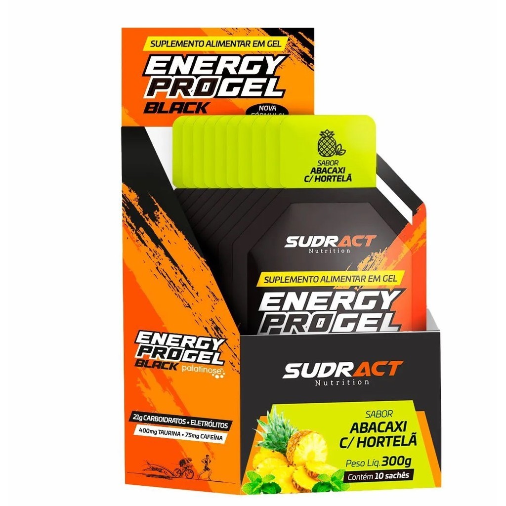 Suplemento Energético Energy Pro Gel Beta Black Com Cafeína 10 Sachês ...