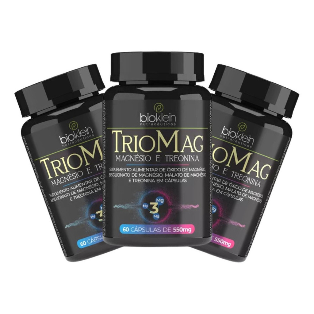 Kit 3 Triomag 60 Cápsulas Magnésio E Treonina 550mg Bioklein | Shopee ...