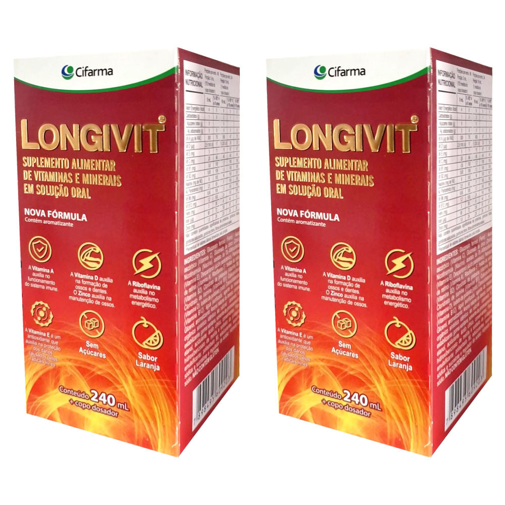 Kit 2 Longivit 100 Suplemento Polivitamínico 240ml - Cifarma | Shopee ...