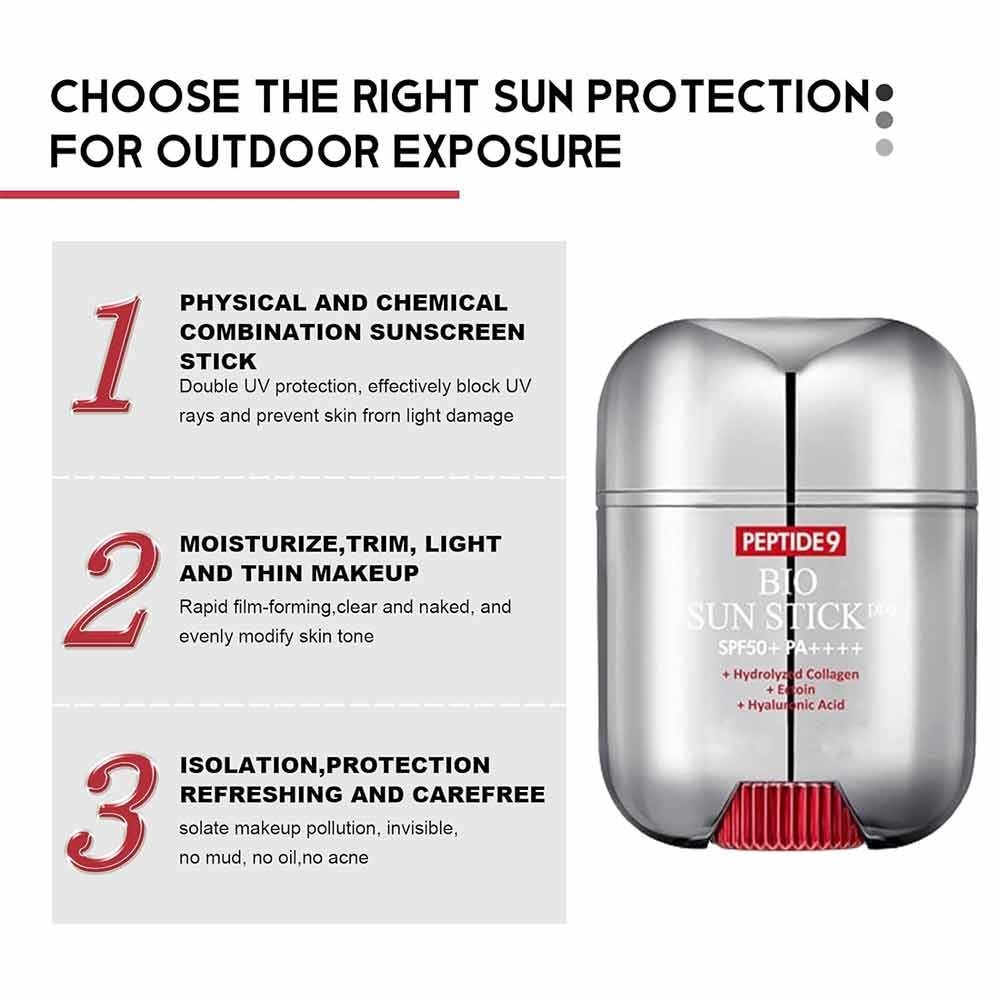 MEDI PEEL Peptide9 Bio Sun Stick Pro SPF50+ PA++++ K-Beauty Body Skin Care Tools 20g | Shopee Brasil