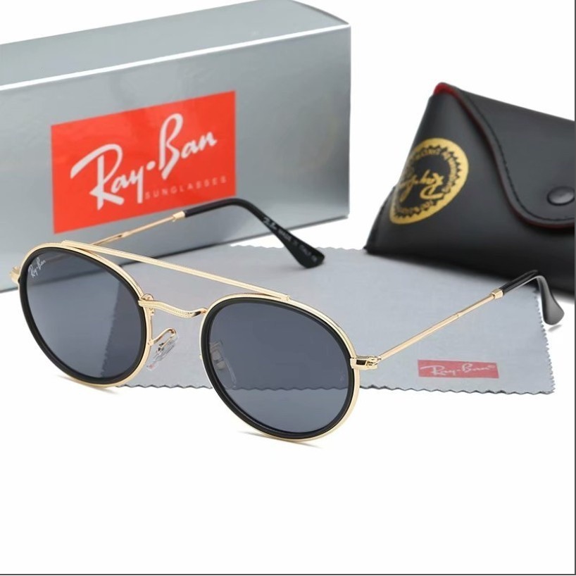 Clássico Retro Ray Ban óculos de sol de luxo masculino e feminino Metal ...
