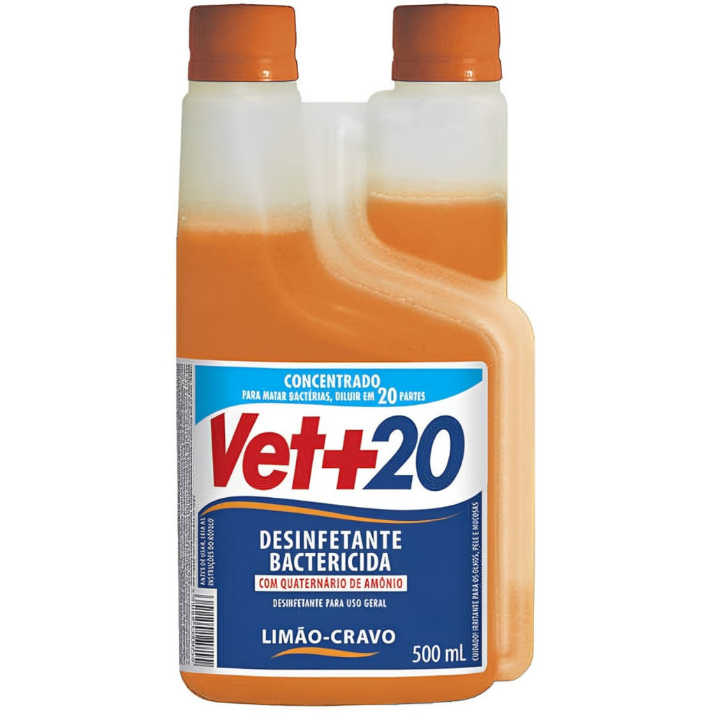 Desinfetante Bactericida Concentrado Diluição Vet+20 Limão Cravo 500 Ml ...