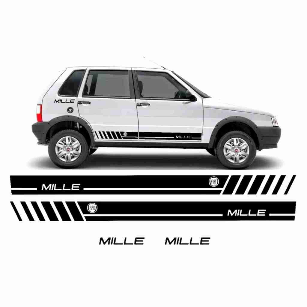Kit 4 Adesivos Faixa Lateral Fiat Uno Mille Acessório Tuning Sport ...