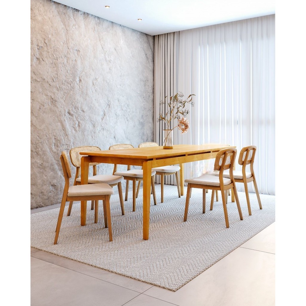 Conjunto Sala de Jantar Mesa 210cm Seiva 6 Cadeiras Liz CabeCasa ...