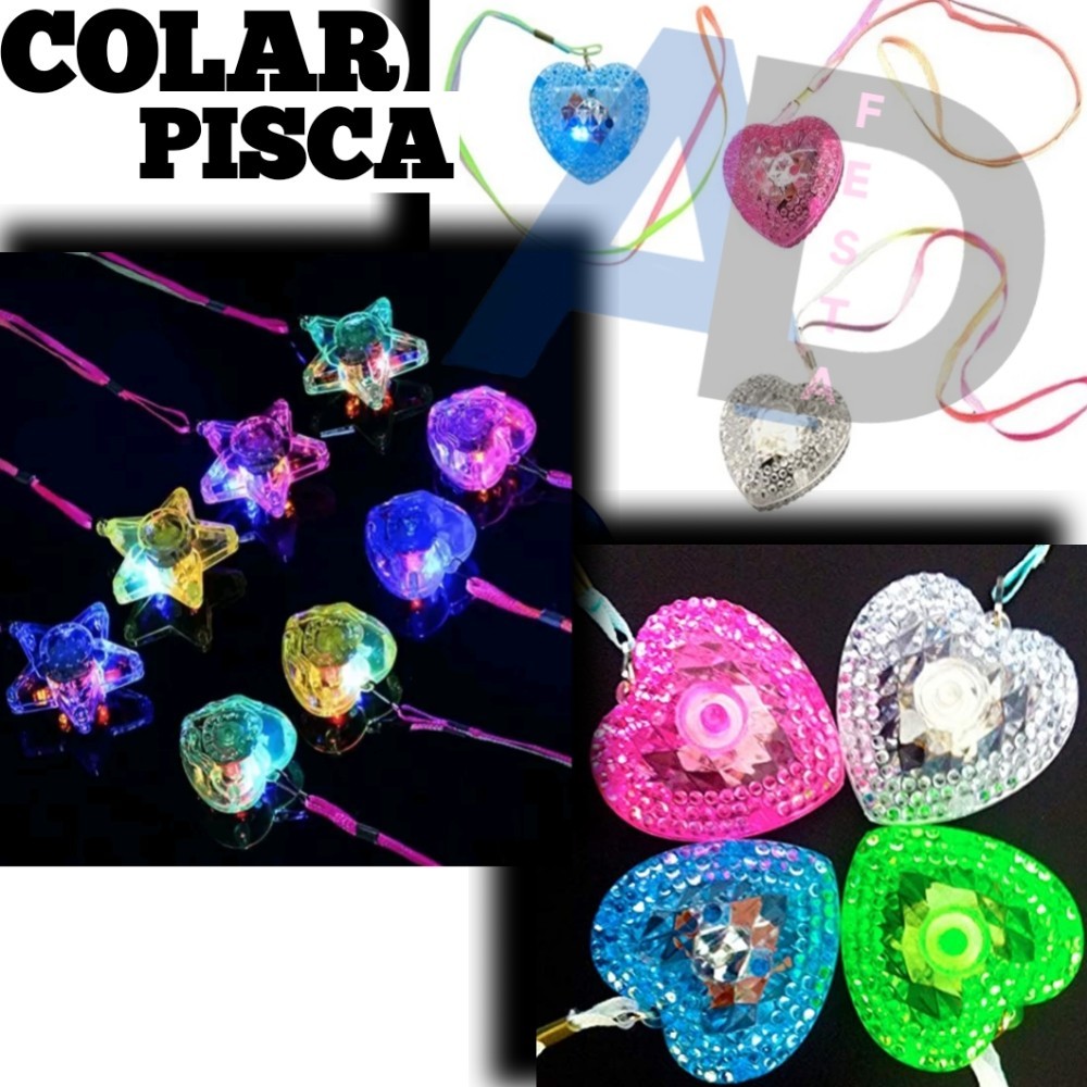 Colar Pisca Pisca Colorido Sortido festa aniversário, balada, casamento ...