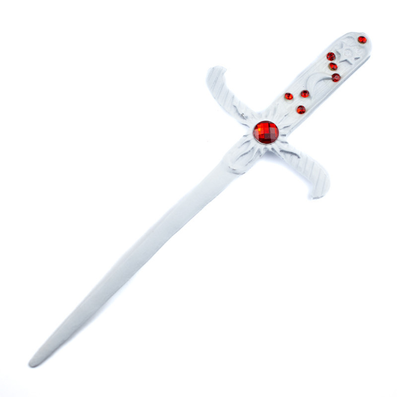 Athame Metal Branco 19 cm Pedras Vermelhas | Shopee Brasil